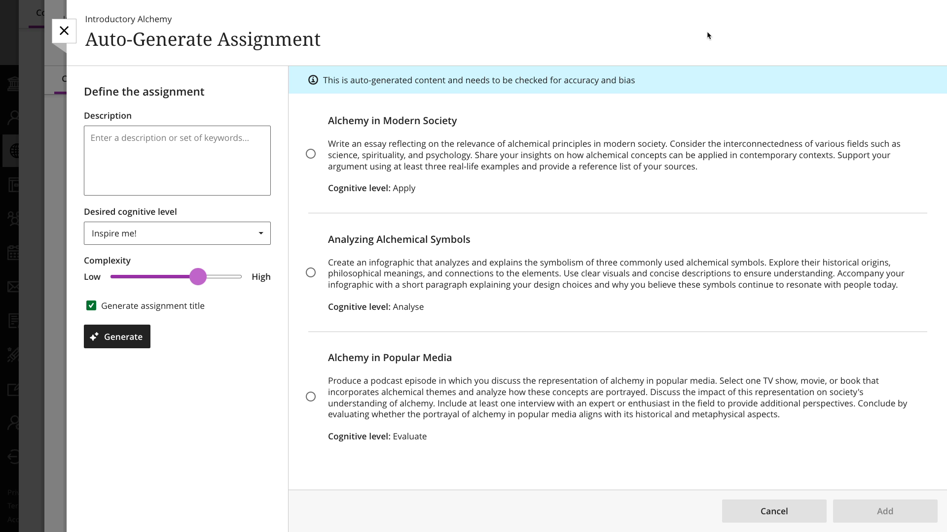 AI Design Assistant: Assignments – DCAD Digital Help Guides
