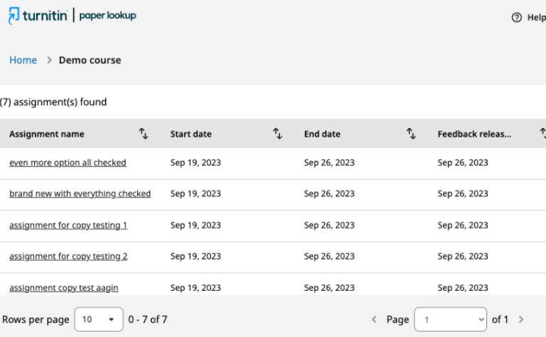 Turnitin Paper Lookup Tool – DCAD Digital Help Guides