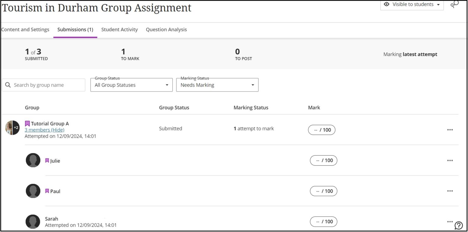 Grading Group Assignments – DCAD Digital Help Guides