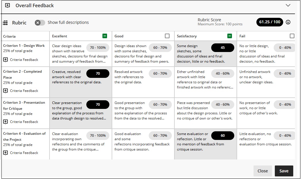 Rubrics – DCAD Digital Help Guides